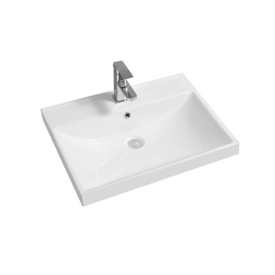 5409 Ceramic 60cm x 45cm Thick-Edge Inset Basin with Scooped Full Bowl