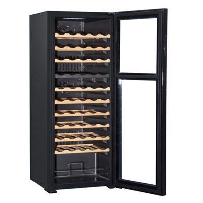 55 Bottle Dual Zone Freestanding Wine Cooler Fridge - LED Backlit BLACK ...