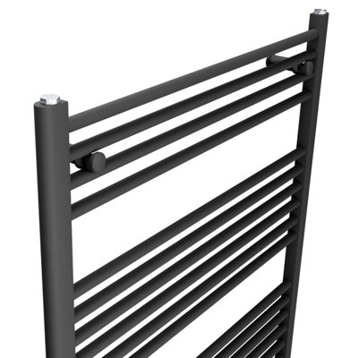 550 mm x 900 mm Straight Flat Black Heated Bathroom Designer Towel Rail ...