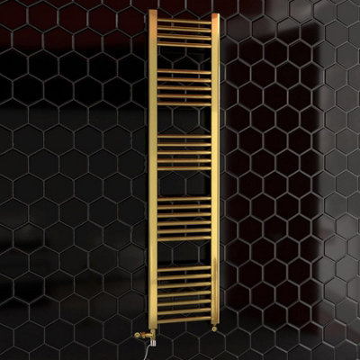 550 x 1600 mm Shiny Gold Dual Fuel Electric Radiator Bathroom Towel ...
