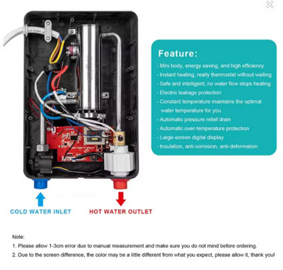 5500W 220V Instant Electric Water Heater, Constant Temperature Bathroom ...