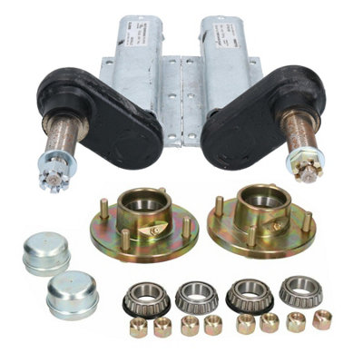 550kg Galvanised Trailer Suspension Units & 4" PCD Hubs (Pair) Bearings ...