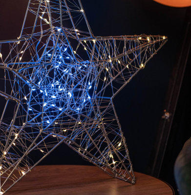 55cm Light up Double Star Silhouette Christmas Decoration with 240 Cool ...