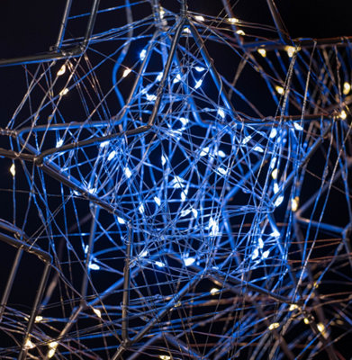 55cm Light up Double Star Silhouette Christmas Decoration with 240 Cool ...