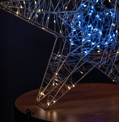 55cm Light up Double Star Silhouette Christmas Decoration with 240 Cool ...