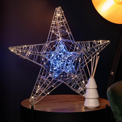 55cm Light up Double Star Silhouette Christmas Decoration with 240 Cool ...