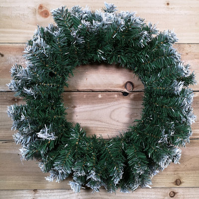 55cm Premier Christmas Snow Tipped Green Pine PVC Door Wreath