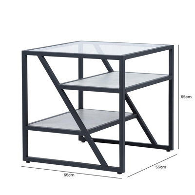 55cm Sofa Side Table for Living Room Furniture, 3 Tier Metal End Table ...