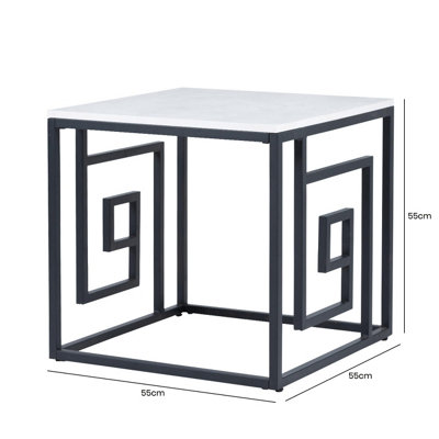 55cm Sofa Side Table for Living Room Furniture, Wood and Metal End Table
