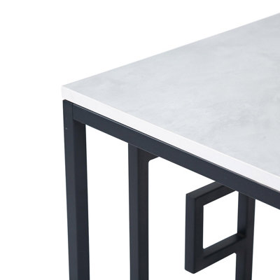 55cm Sofa Side Table for Living Room Furniture, Wood and Metal End Table