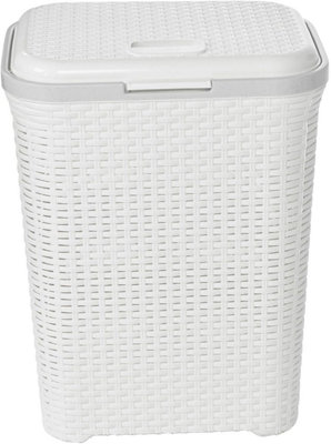 55L Plastic Rattan Dirty Laundry Clothes Washing Bin Basket Storage ...