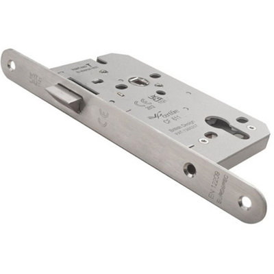 55mm Contract EURO Profile Nightlatch Lock - Satin Steel Radius ...