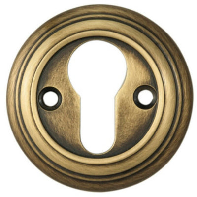 55mm Euro Profile Round Escutcheon Reeded Design Antique Bronze Keyhole ...