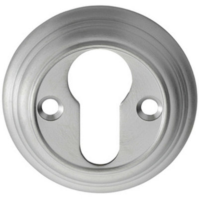 55mm Euro Profile Round Escutcheon Reeded Design Satin Chrome Keyhole Cover