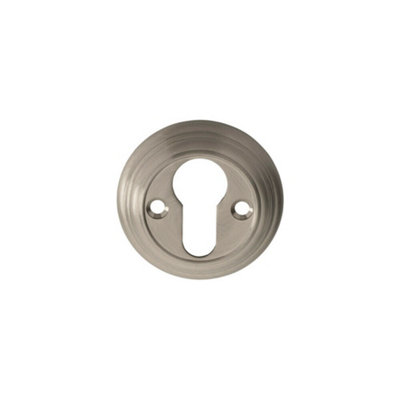 55mm Euro Profile Round Escutcheon Reeded Design Satin Nickel Keyhole Cover
