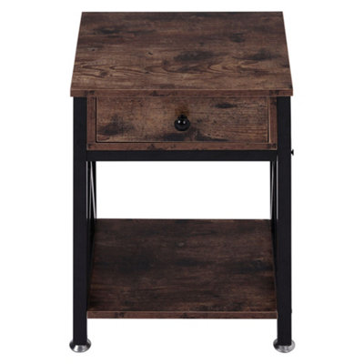56.5cm H x 40cm W x 30cm D Brown Bedside table with Drawer