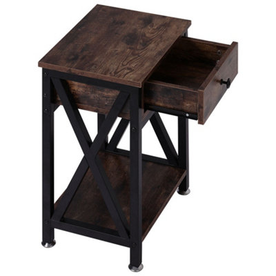 56.5cm H x 40cm W x 30cm D Brown Bedside table with Drawer