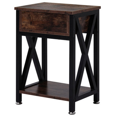56.5cm H x 40cm W x 30cm D Brown Bedside table with Drawer