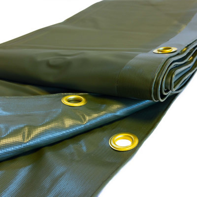 560GSM Extra Heavy Weight Olive Green PVC Tarpaulin 3m x 5m