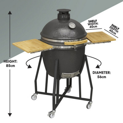 56cm Ceramic Kamado Egg BBQ Grill and Smoker - Ultimate Charcoal and ...