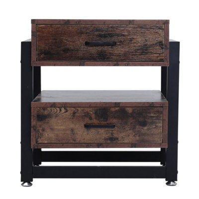 56cm H x 45cm W x 45cm D Brown Bedside table with 2 Drawer
