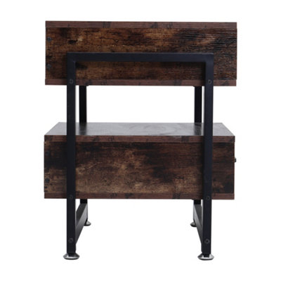 56cm H x 45cm W x 45cm D Brown Bedside table with 2 Drawer
