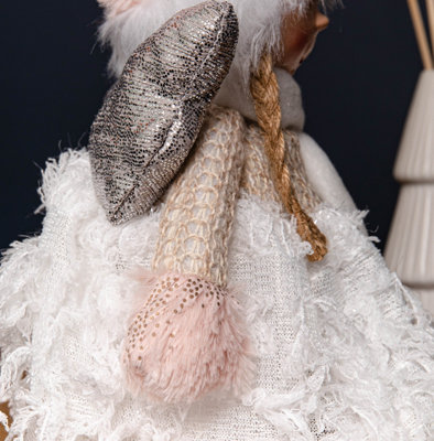 56cm Pink and White Battery Operated Light up Plush Christmas Angel ...