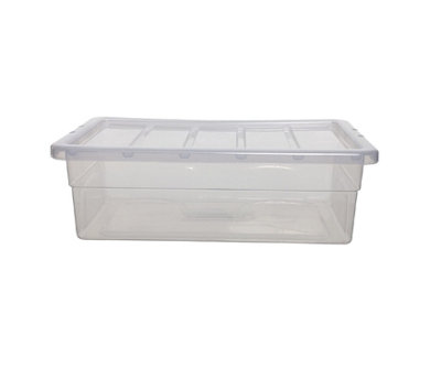 56cm Under Bed Storage Box Spacemaster Mini Clear Plastic Stackable ...