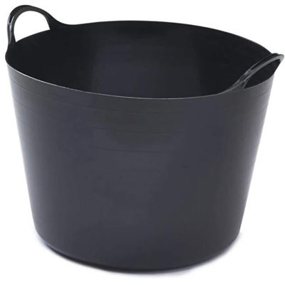 56L Plastic Flexi Tub Heavy Duty Flexible Storage Bucket Black Multi ...