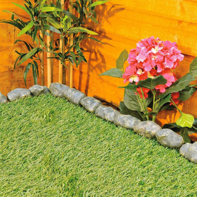 56pc Stone Effect Garden Edging Polyresin Rock Border for Rockeries Flower Beds Ponds or Lawns Each