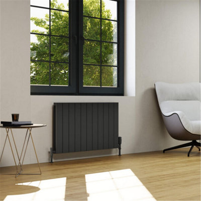 575mm (H) x 470mm (W) - Grey Double Panel Horizontal Radiator (Broadway ...