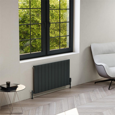 575mm (H) x 470mm (W) - Grey Single Panel Horizontal Radiator (Broadway ...