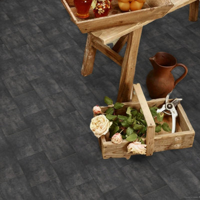 579 Barcelona D Tile Effect with High Floor Grip Lino Flooring Sheet ...