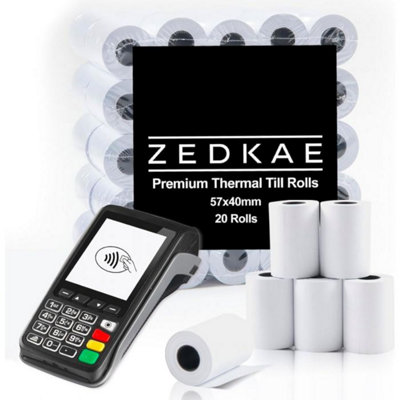 57x40 Thermal Till Rolls (20 Rolls) - ZEDKAE