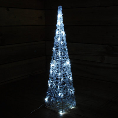 58CM Cool White 30 LED Flashing Outdoor Christmas Acrylic Pyramid