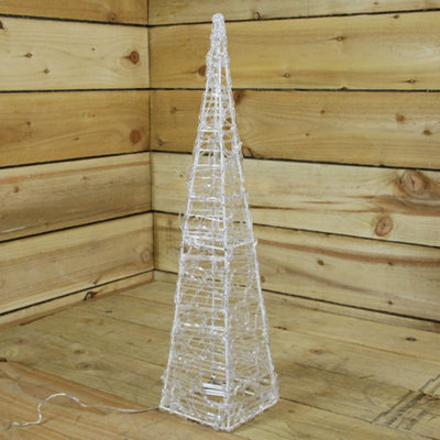 58CM Cool White 30 LED Flashing Outdoor Christmas Acrylic Pyramid
