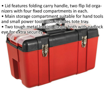 595 x 300 x 330mm Tool Box & Tote Tray - Portable Storage Organizer ...