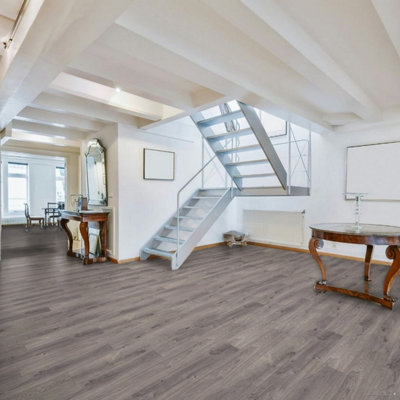 597 Helsinki Roma Lino Flooring Sheet Grey Wood Effect Vinyl Flooring for -2m(6'6") X 2m(6'6")-4m²