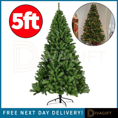 5FT/1.5M Classic Artificial Christmas Tree Xmas Realistic Natural Green ...