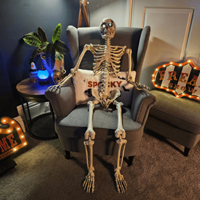 5ft (150cm) Posable Full Body Halloween Skeleton Decoration with ...