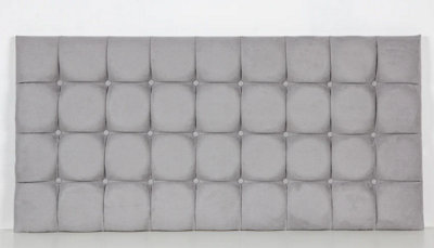 5ft 20inch Sky Blue Plush Velvet Matching Fabric Buttons Omega Headboard