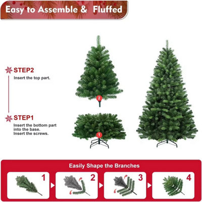 5FT Artificial Holiday Christmas Tree Green Small Spruce with 600 PVC ...