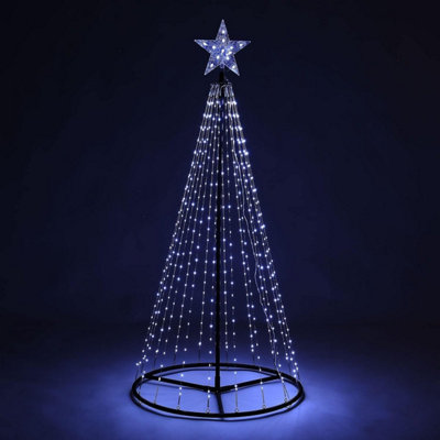 5ft Cool White LED Cone Tree with Star Topper, Mains Powered for Indoor ...