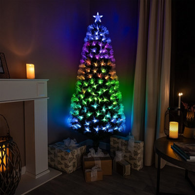 5ft Green Fibre Optic Christmas Tree with Remote Control and Multi ...