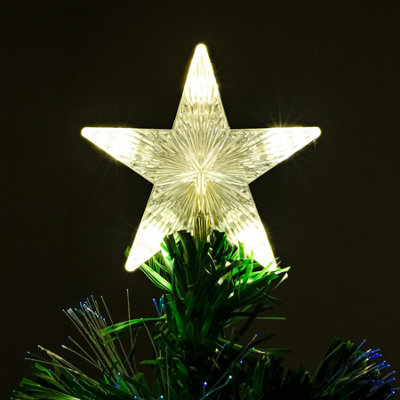 5ft Green Pinprick Fibre Optic Xmas Tree with Multi Coloured Fibre ...