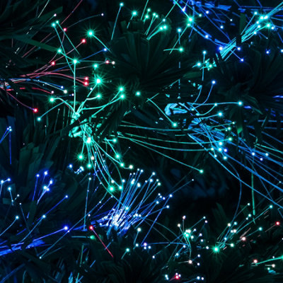 5ft Green Pinprick Fibre Optic Xmas Tree with Multi Coloured Fibre ...