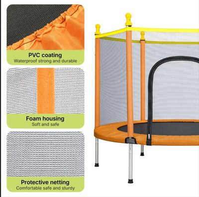5FT Kids Trampoline with Safety Net Enclosure for Outdoor Garden Fun