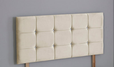 5FT King 20inch Cream Plush Cube Headboard