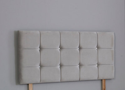 5FT King 20inch Silver Plush Cube Headboard