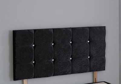 5FT KING 26INCH BLACK CRUSH VELVET CUBE HEADBOARD